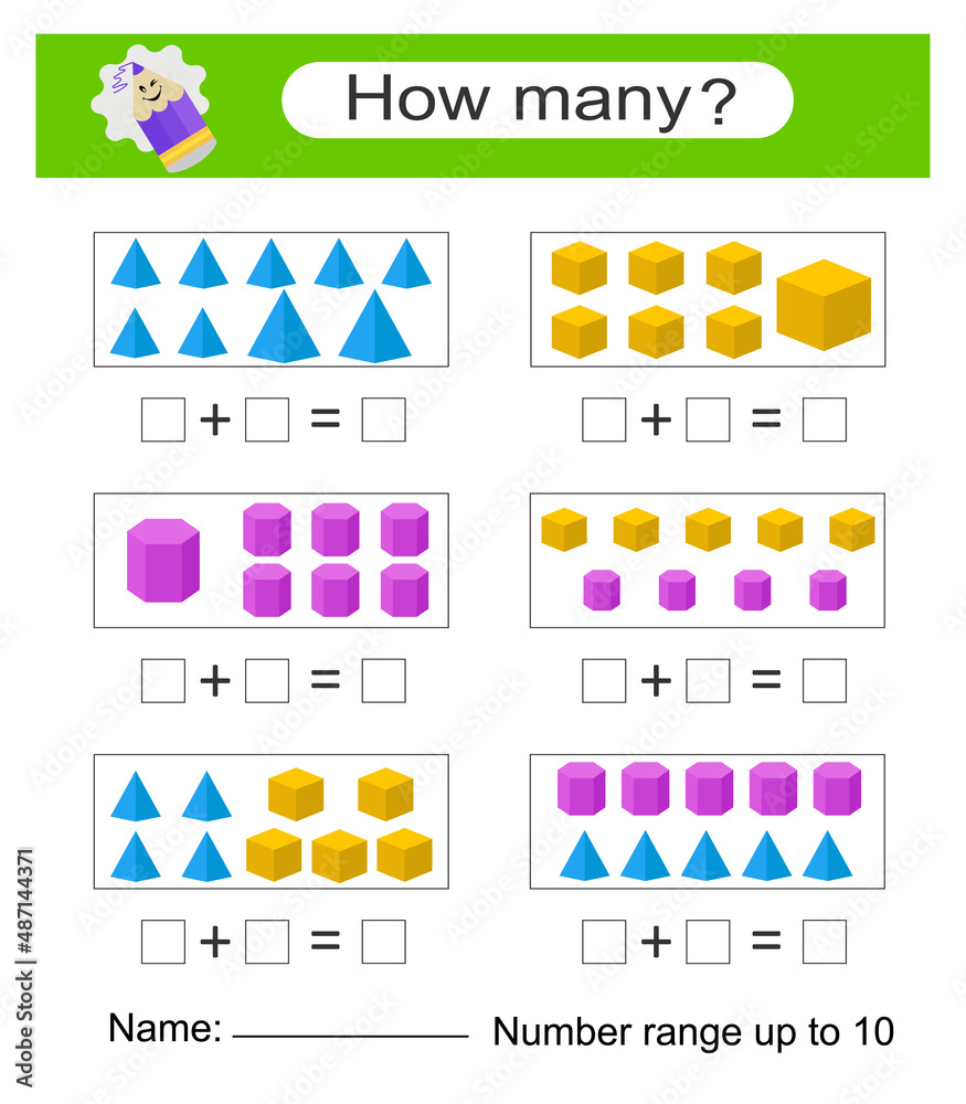 Math game for kids. Preschool worksheet activity. Printable worksheet ...