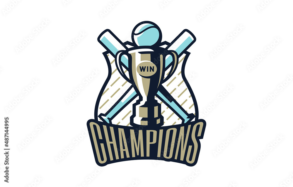 Logo, emblem of baseball champions. Colorful emblem of the cup with a ...