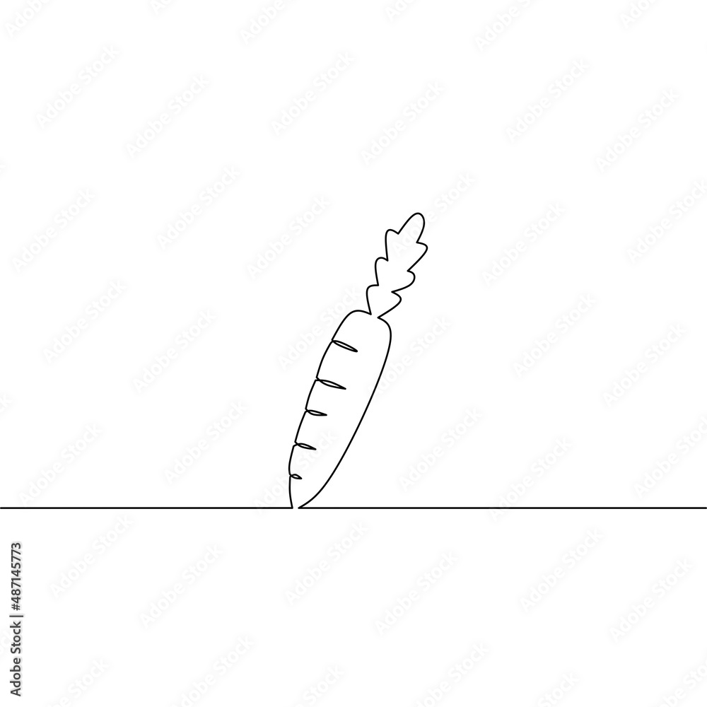 Continuous line drawing of carrot, doodle icon, object one line, single ...