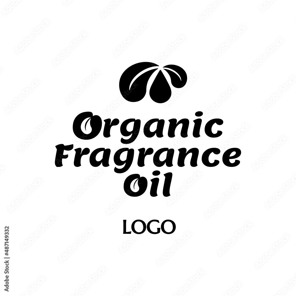 organic fragrance oil vector logo with text. aroma oil logotype perfume ...