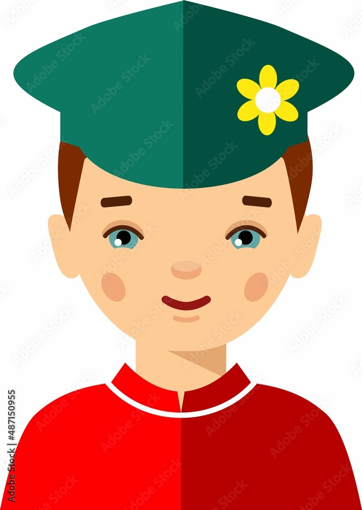 Vector illustration of avatar russian children, boy, people. Set of ...