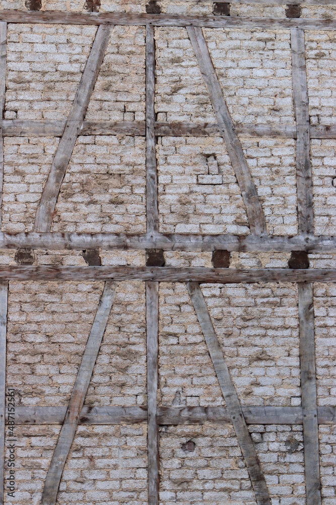 Hintergrund: Fachwerkfüllung mit Backsteinen.Ausfachung. Stock Photo ...