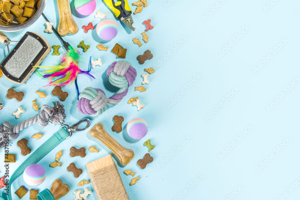 Pet food and accessories, various cat, dog, domestic animals food, toys ...