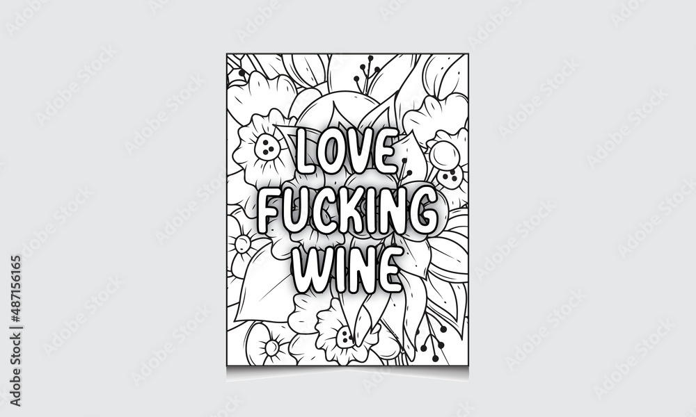 Coloring Page For Adults Black And White Pattern Phrase Rude Rords ...