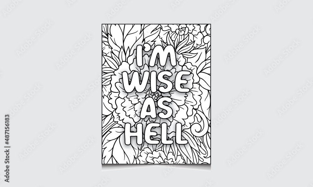 Coloring Page For Adults Black And White Pattern Phrase Rude Rords ...