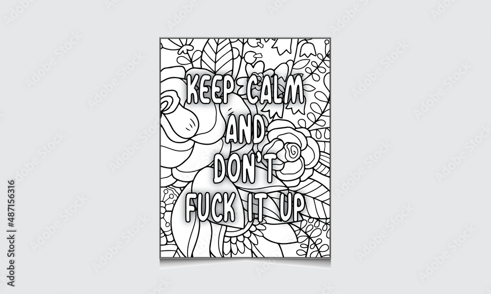 Coloring Page For Adults Black And White Pattern Phrase Rude Rords ...