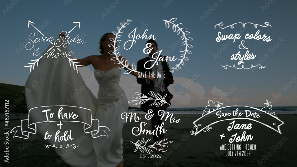 Elegant Chalk Wedding Titles Stock Template | Adobe Stock