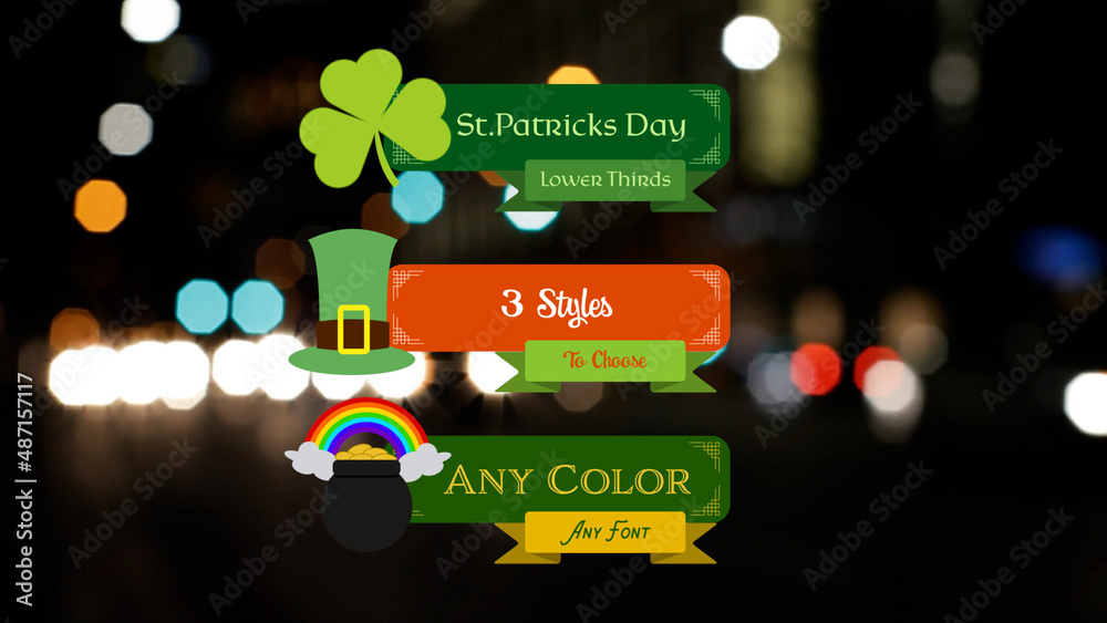 Fun St Patricks Lower Thirds Stock Template | Adobe Stock