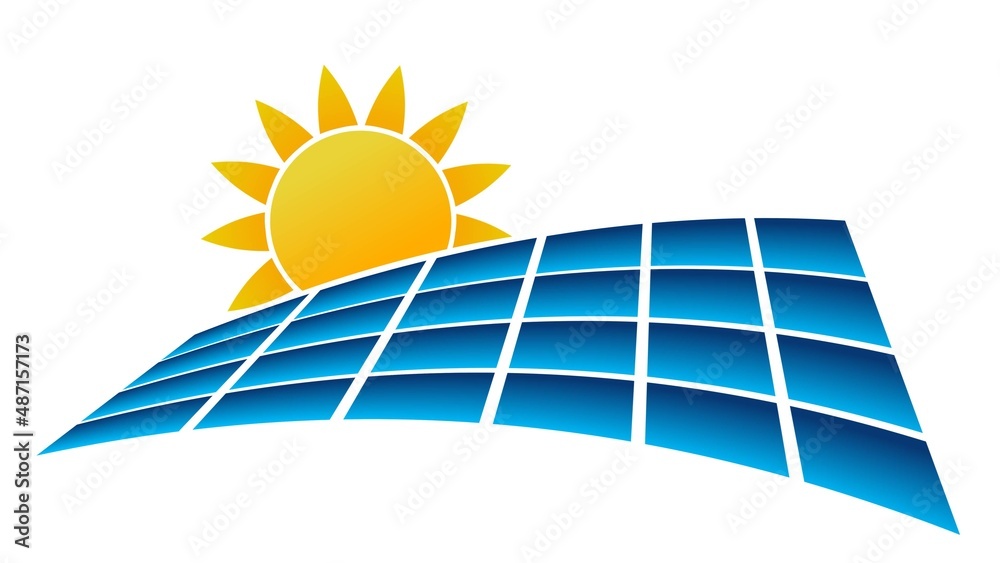 Solar panel sun logo template - save energy, green power and natural ...