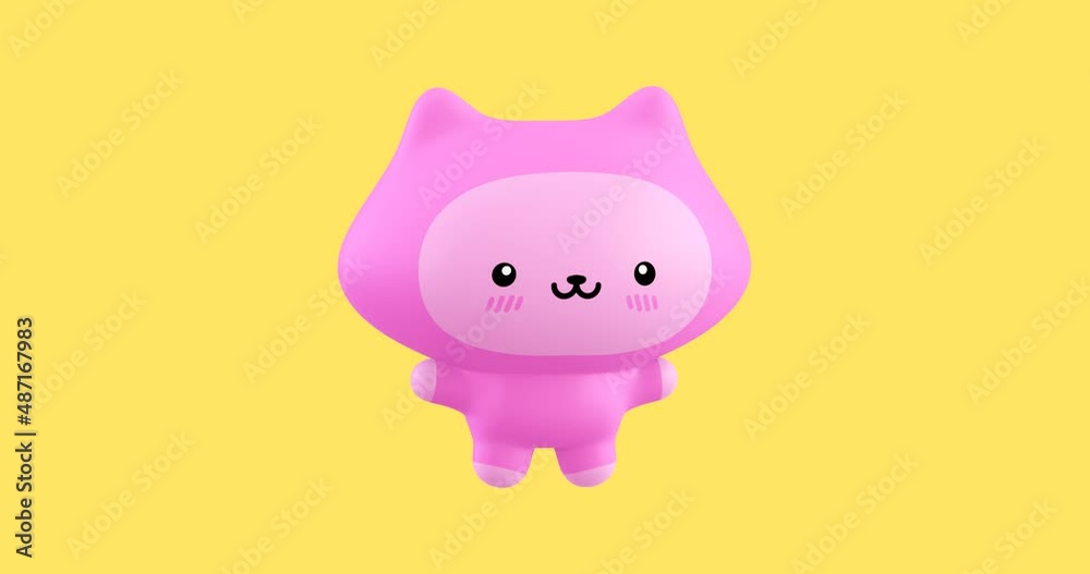 Funny Looped cartoon kawaii cat character. Cute emotions and move ...