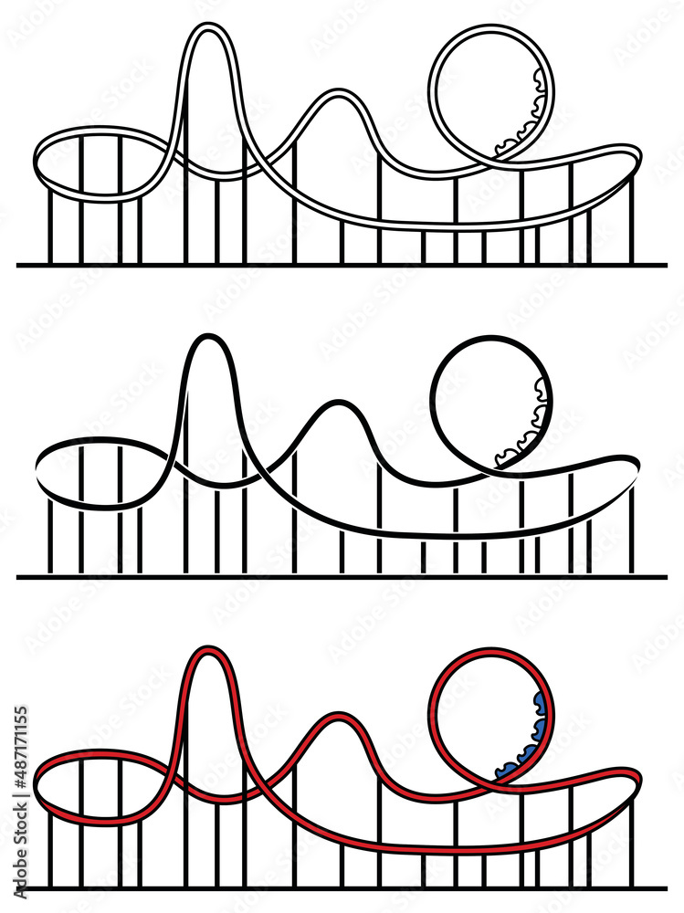 Vetor de Full Rollercoaster Track with Loop Clipart Set - Outline ...