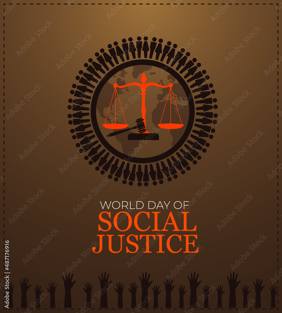 World Day of Social Justice. Template for background, banner, card ...
