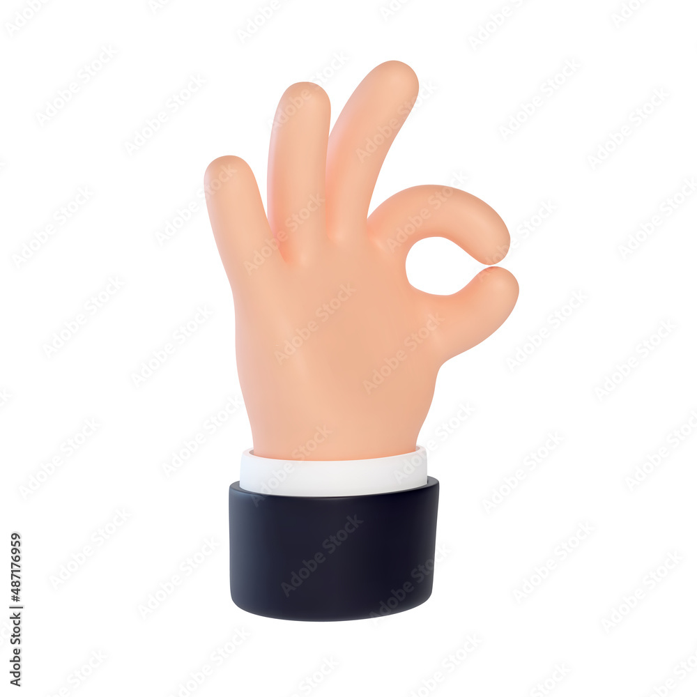 High quality 3D business hand gestures. 3d hand showing ok. okay sign ...