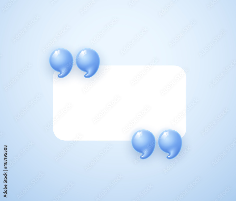 3d quote realistic render design in cute cartoon style volumetric icons ...