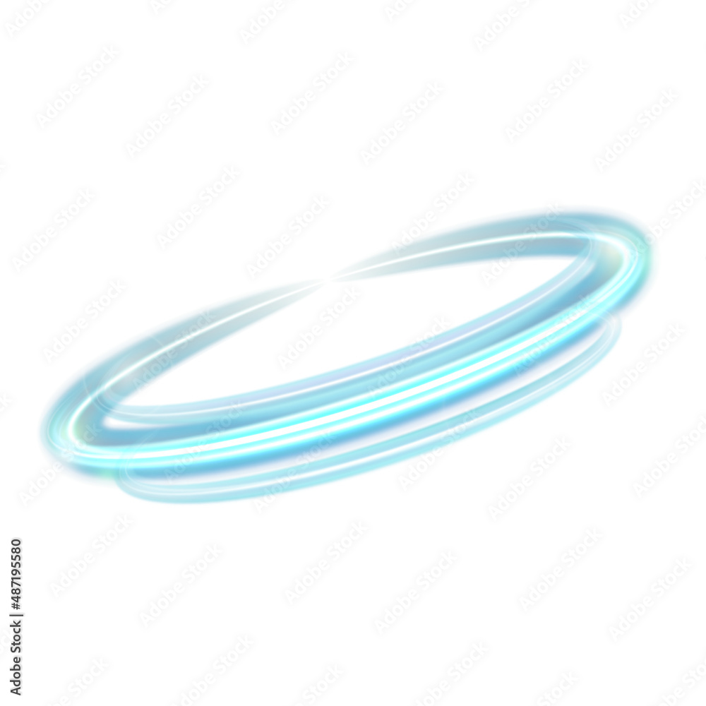 Blue glowing vortex. Orbital magical blue light transparent lines on ...