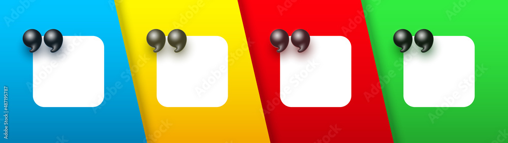 3d quote realistic render design in cute cartoon style volumetric icons ...