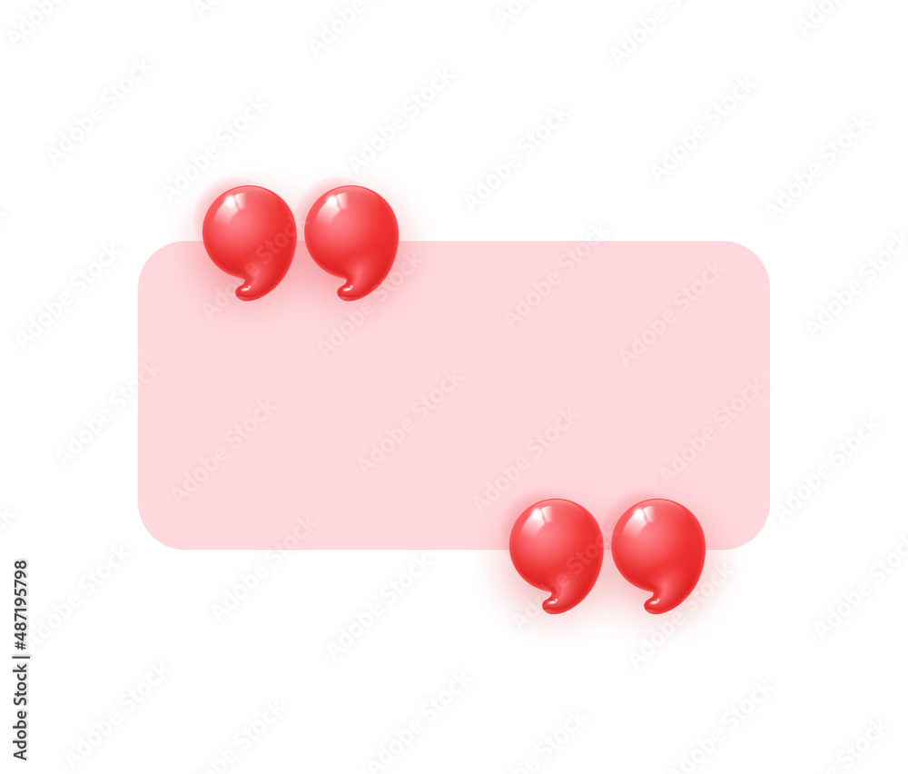 3d quote realistic render design in cute cartoon style volumetric icons ...