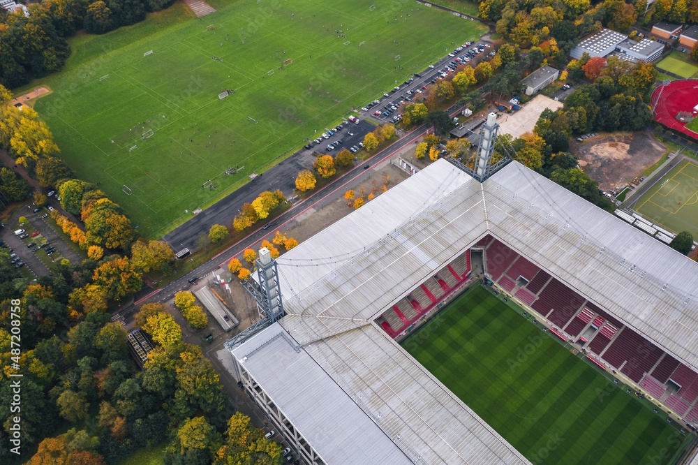 Aerial view on RheinEnergieSTADION, home stadium for 1. FC Köln ...