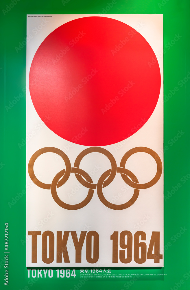 tokyo, japan - august 10 2021: Japanese poster of Tokyo 1964 summer ...