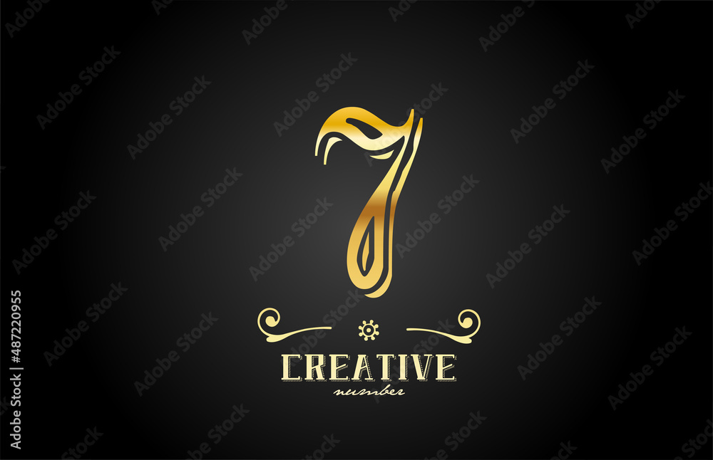 7 gold number logo icon design. Creative template for company and ...