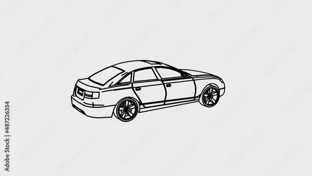 Rotating cartoon sports car, race car. 3d animation render cartoon pen ...