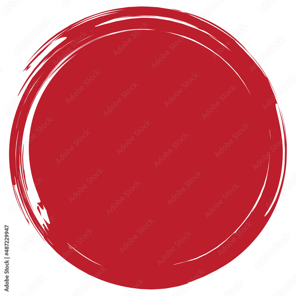 Circle brush stroke vector isolated on white background. Red enso zen ...