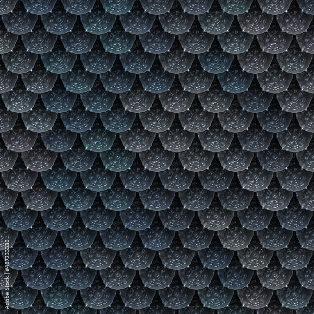 Seamless Fantasy Armour Texture. 3D illustration. Metallic pattern ...