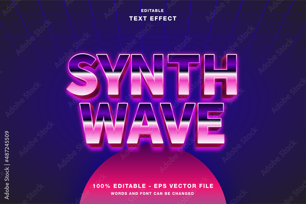 Retrowave Or Synthwave 3d Retro 80s Style Editable Text Effect Stock Vector Adobe Stock