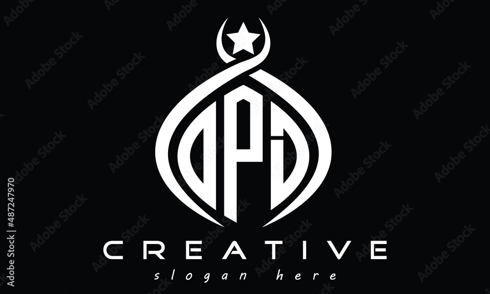 OPD three letters monogram curved oval initial logo design, geometric ...