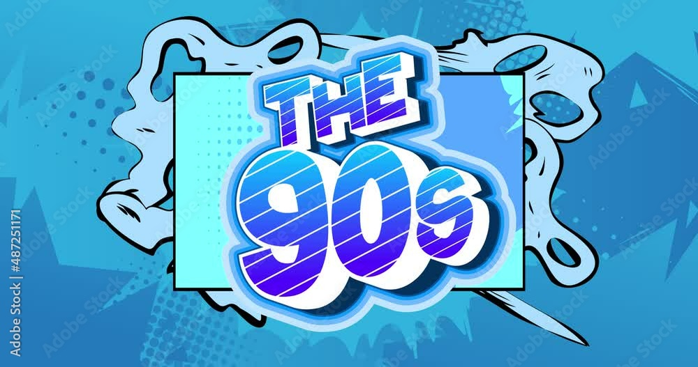 The 90s. Motion poster. 4k animated Comic book word text moving on ...