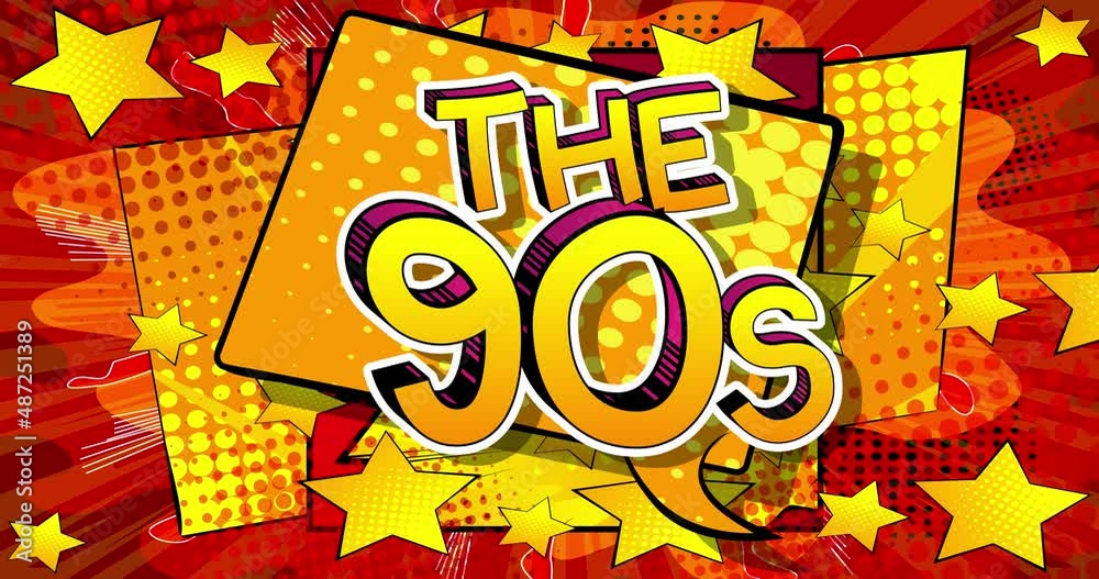 The 90s. Motion poster. 4k animated Comic book word text moving on ...