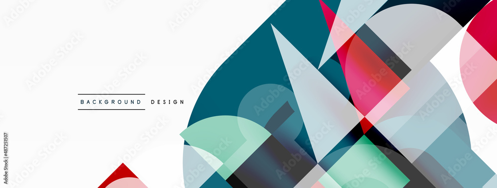 Circle and square geometric background. Round shapes with squares and ...