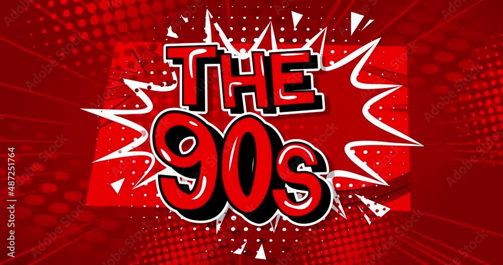 The 90s. Motion poster. 4k animated Comic book word text moving on ...