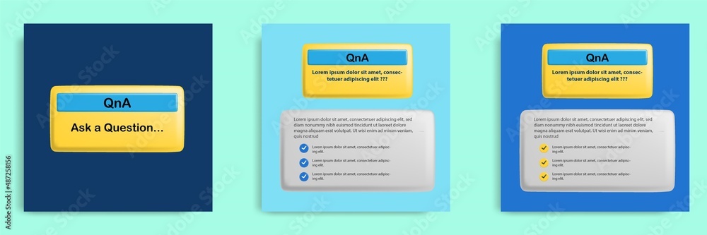 Social media informative FAQ post banner template layout design in 3D ...