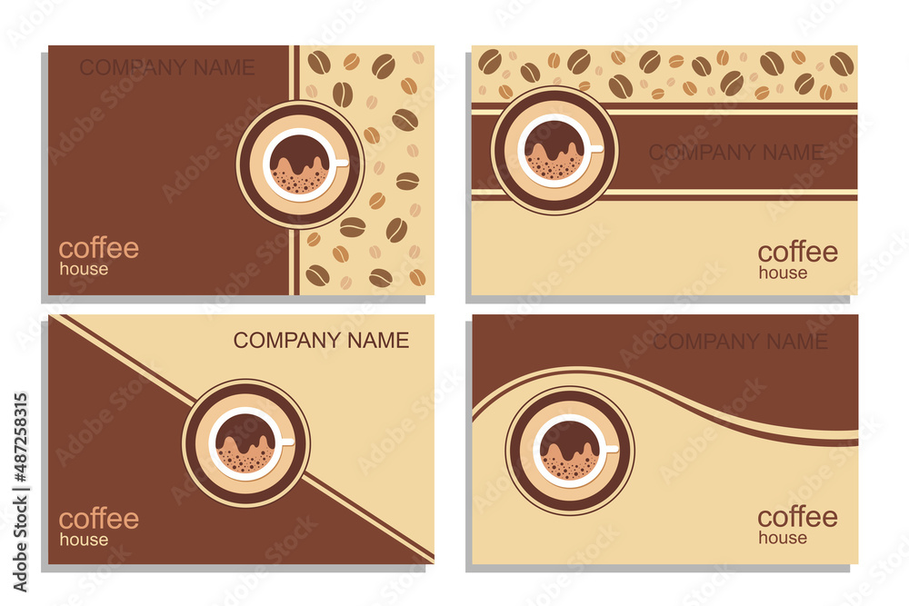Vector illustration of a business card for a coffee shop. Coffee card ...