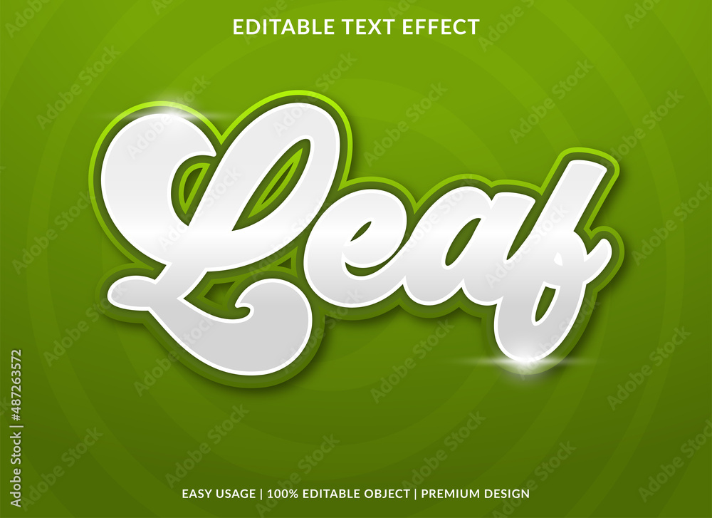 leaf text effect editable template with abstract and modern style use ...