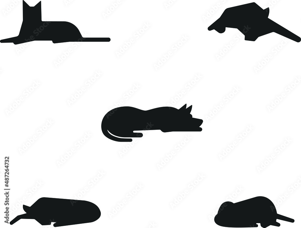 Sleeping, lying shepherd dog silhouette Stock Vector | Adobe Stock