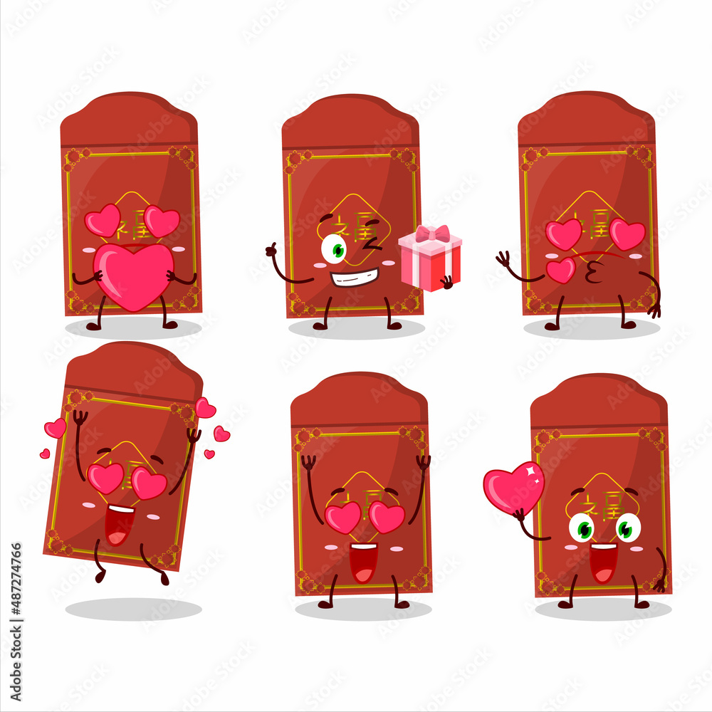 Red packets chinese cartoon character with love cute emoticon Stock ...