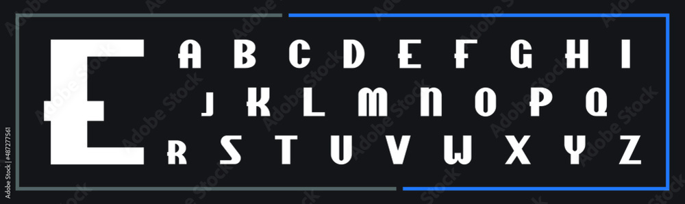 E modern tech minimal luxury abstract alphabet fonts. Typography ...