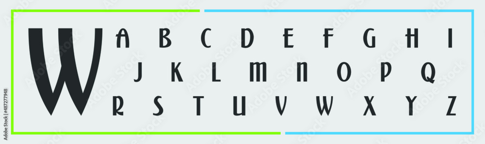 W modern tech minimal luxury abstract alphabet fonts. Typography ...