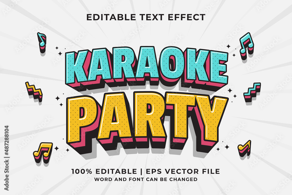 Editable text effect - Karaoke Party 3d Traditional Cartoon template ...