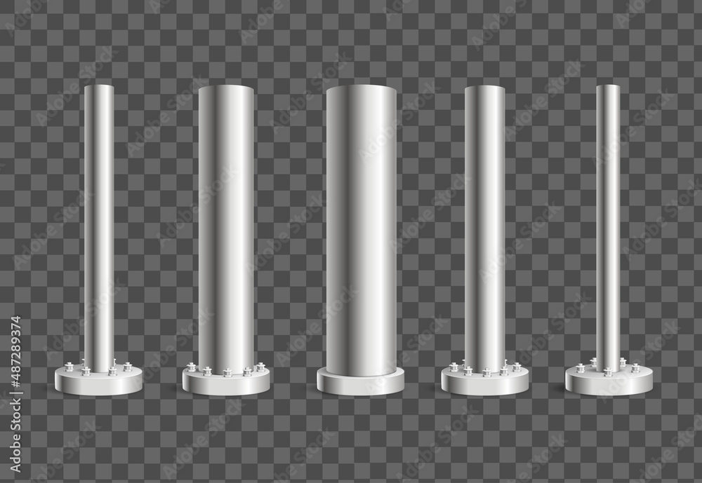 Realistic Detailed 3d Different Types Metallic Pillars or Columns Set ...