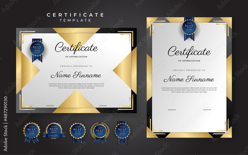 Black and red certificate of achievement border template with luxury ...