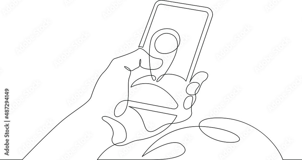 One continuous line.Augmented reality.Information about spaces in ...