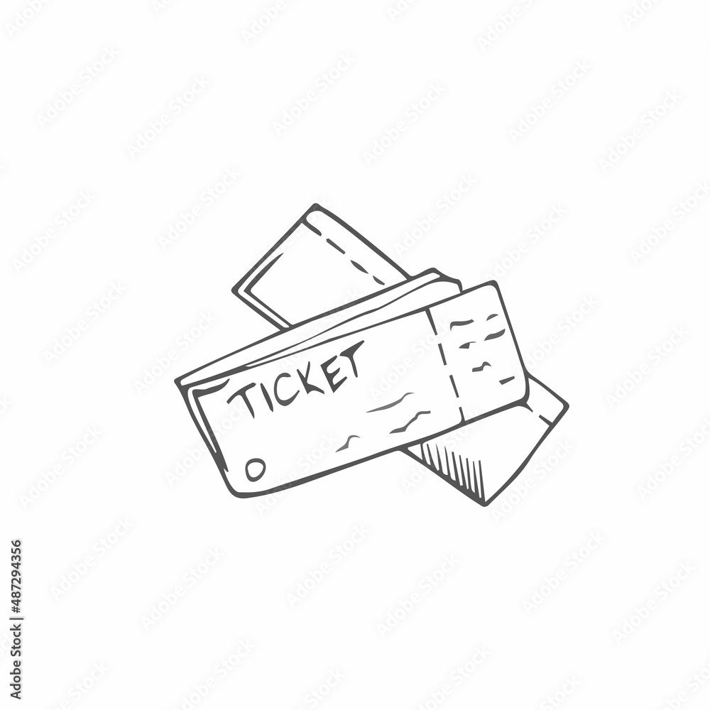 Train and plain ticket hand drawn outline doodle icon. Train boarding ...