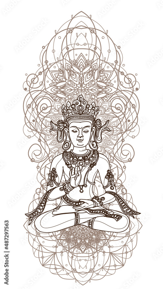 Tattoo art priest design hand drawing and sketch Stock Vector | Adobe Stock