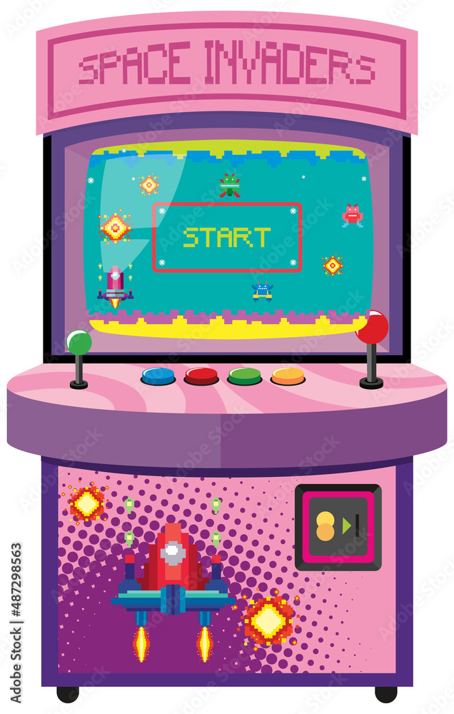 Retro arcade cabinet isolated on white background Stock Vector | Adobe ...