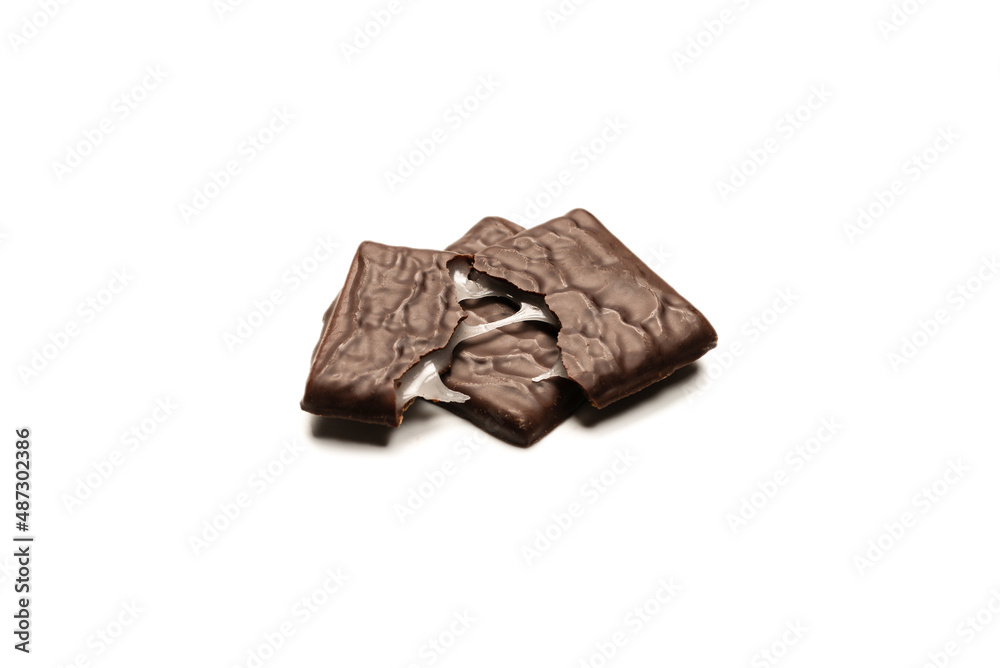 Dark chocolate candies isolated on white background. Stock Photo ...