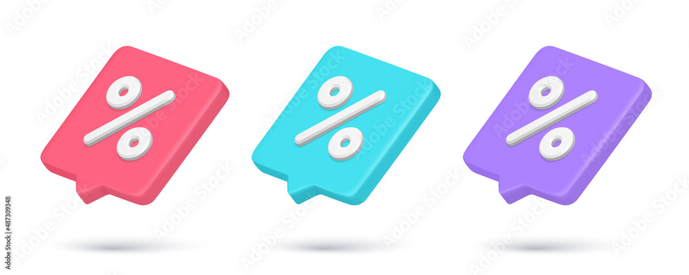 Collection diagonally placed percent math symbol 3d icon template ...