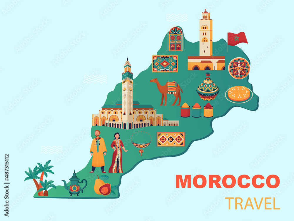 Morocco Map Illustration Stock Vector | Adobe Stock